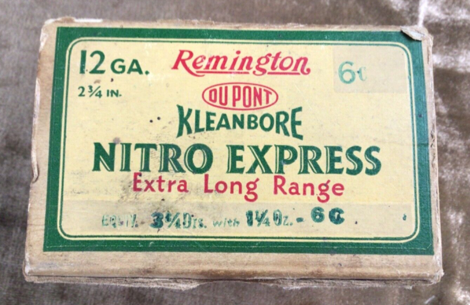 Vintage Remington DuPont Kleanbore Nitro Express GA. Shotgun Shells ...