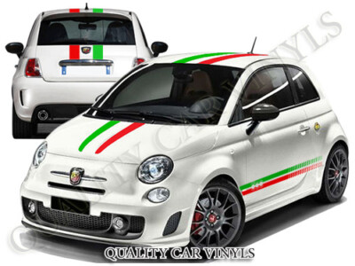 Fiat 500 Italian flag racing stripes graphic decal stickers | eBay