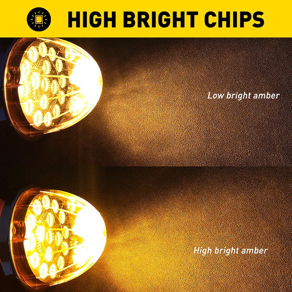 2x White Watermelon LED Lights Clearance Truck Trailer Strobe Side ...