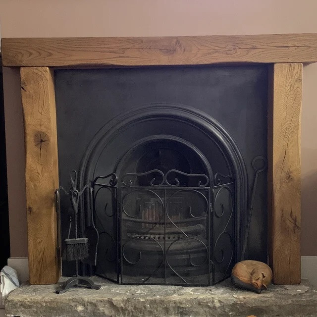SOLID OAK FIREPLACE SURROUND LINTEL FOR WOOD LOG BURNER MANTLE BEAM ...