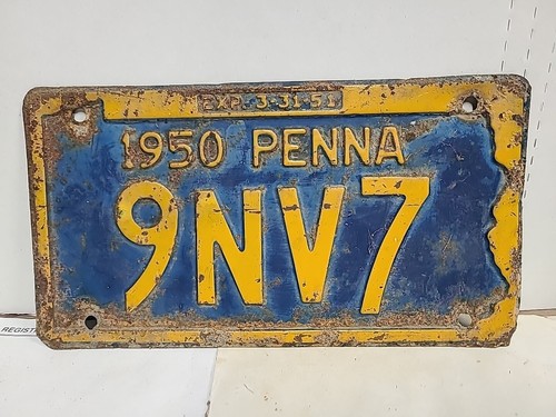 Vintage 1950 Pennsylvania License Plate Pa Rusted Aged Old Car Tag Auto ...