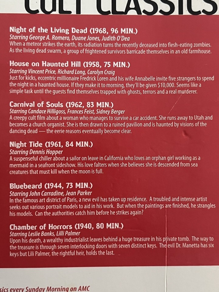 AMC Monsterfest Cult Classics DVD Horror Movies Night of The Living ...