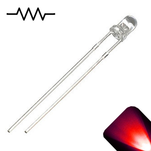 100 x 12v 3mm LED Light Red Ultra Bright Internal Resistor 5v-15v 9v 6v ...