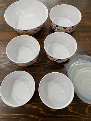 Disney Mickey Mouse Stacking Bowls with Lids 11pc Set Melamine | eBay