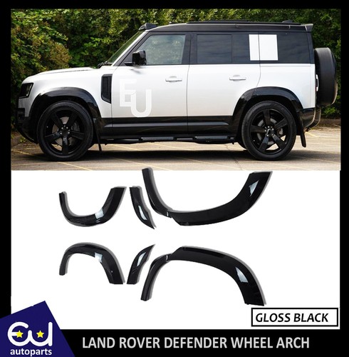 GLOSS BLACK WHEEL ARCHES FENDER FLARE TRIMS FOR LAND ROVER DEFENDER 90 ...