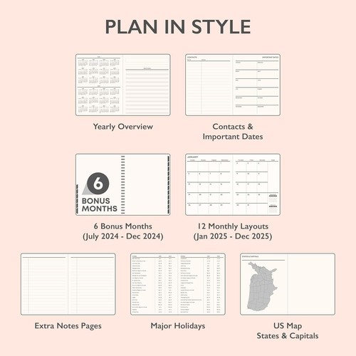 Blue Sky 2025 Monthly Planner Calendar, Includes January 2025 ...