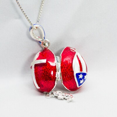 American Flag Locket Cross and Fish 925 Silver Necklace, Guardian Angel ...