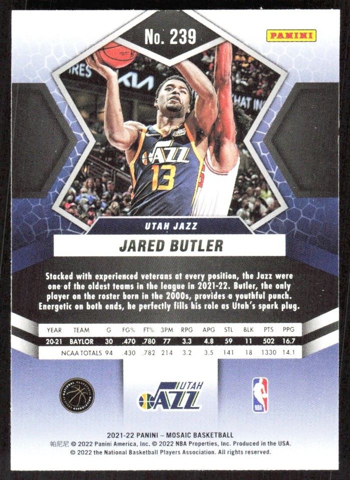 2021-22 2533B Panini Mosaic Jared Butler Rookie Utah Jazz #239 | eBay
