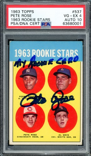 Pete Rose 1963 Topps RC Reds PSA 4 Gem 10 Auto My RC PSA/DNA 63680001 ...