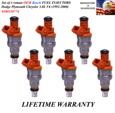 6 X OEM Bosch Fuel Injectors 1992-1993-1994 Plymouth Sundance 3.0L V6 ...