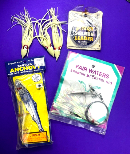 Lot* Les Davis Salmon Leader,Spanish Mackerel Rig,Krippled Anhovy, 3 ...