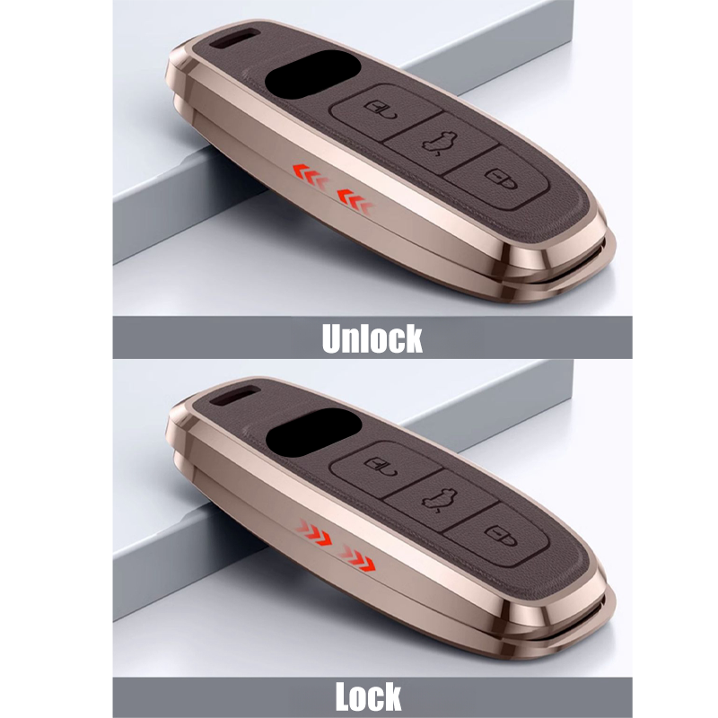 Aluminum Alloy Leather Car Key Case Cover For Audi RS4 RS5 S3 Q5 Q7 TT ...