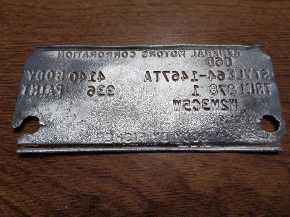 1964 Chevy Impala Super Sport Convertible Cowl Tag | eBay