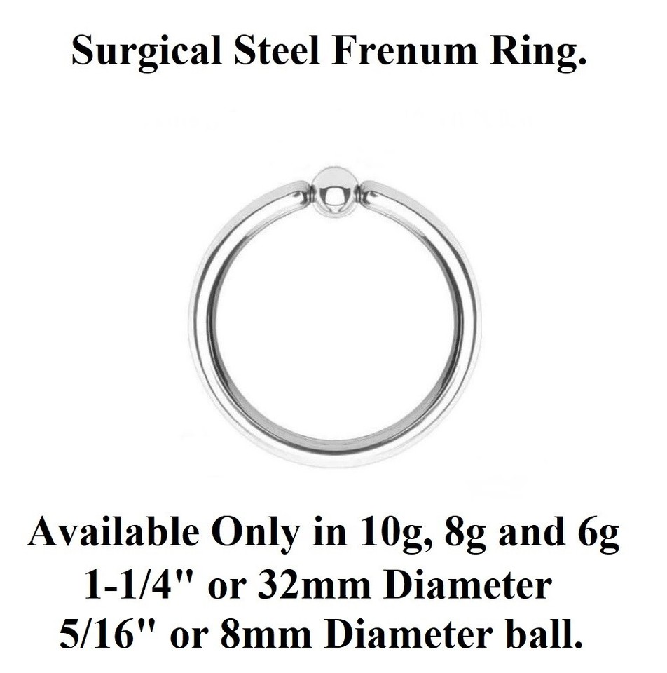 316L Surgical Steel 10, 8g & 6g 1-1/4" Diameter 8mm SOLID Ball FRENUM ...