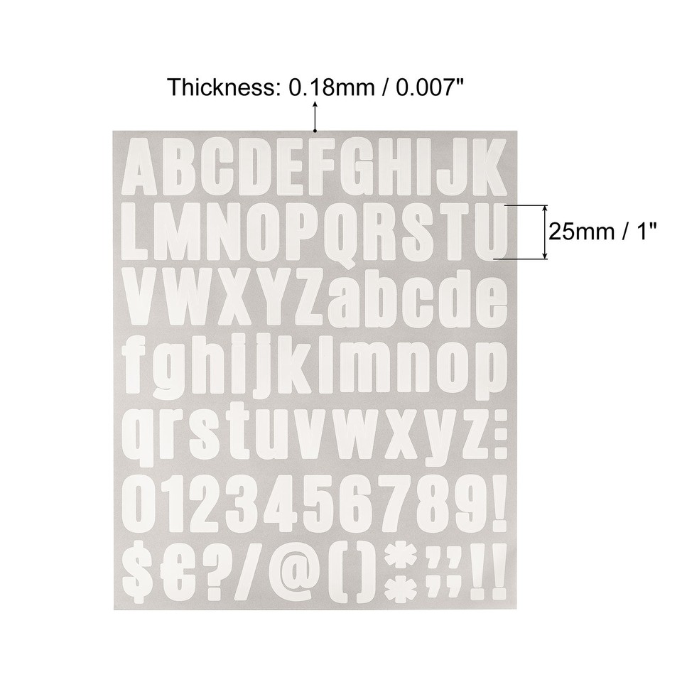 1 Inch Self Adhesive Waterproof Vinyl Letter Number Stickers 8 Sheet ...