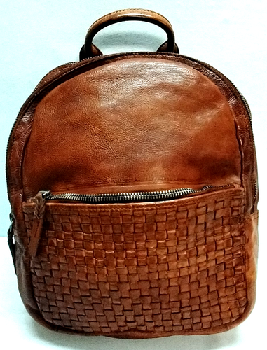 Vilenca Holland Backpack Cognac Brown Leather Woven Bag | eBay