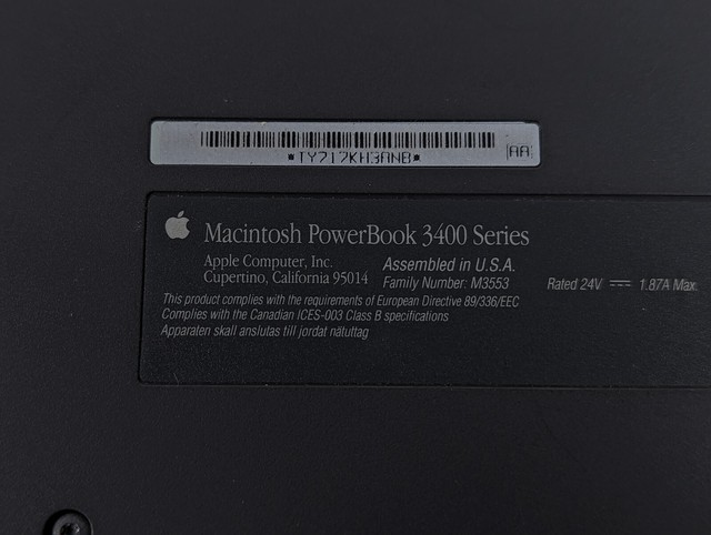 RARE Vintage Apple Macintosh PowerBook 3400c 3400 Series M3553 Laptop ...