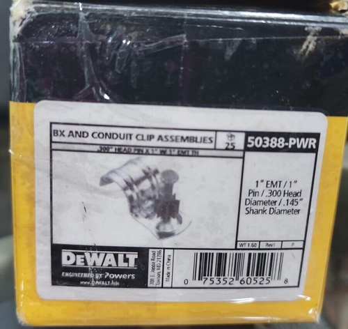 DEWALT 50388-PWR 1" EMT BX AND CONDUIT CLIPS ASSEMBLIES ~ 25 | eBay