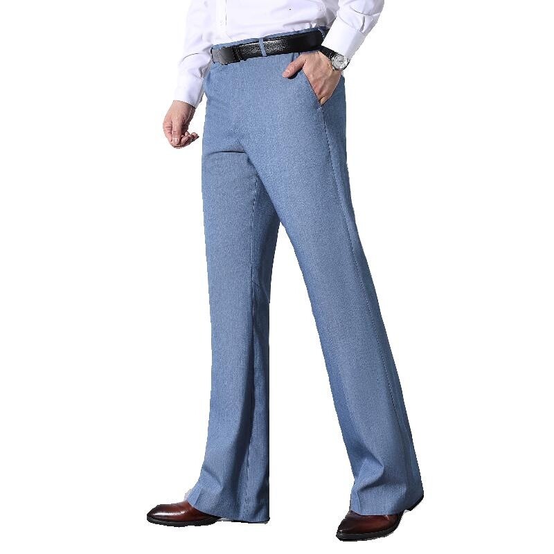 Men Business Bell Bottom Formal Flared Pants Stretchy Slim Bootcut ...