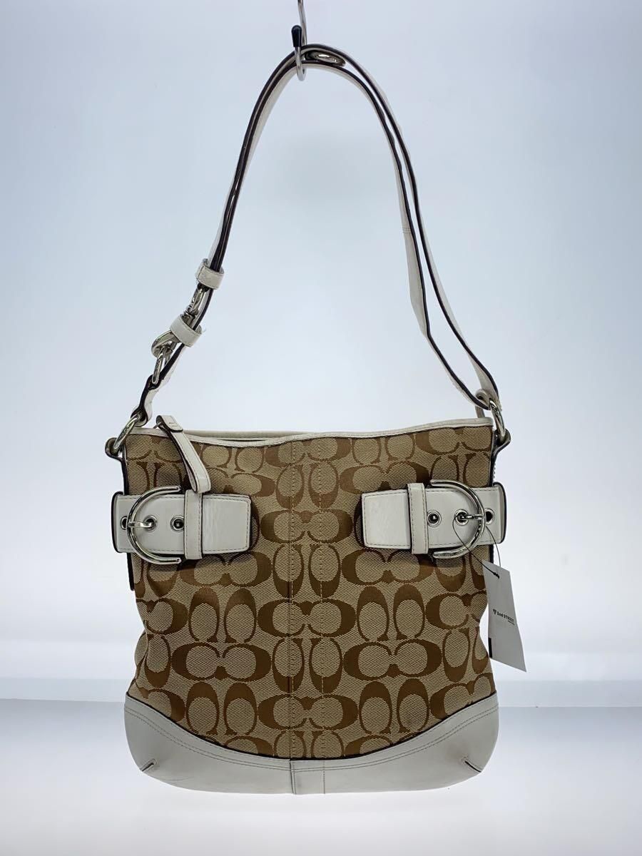 COACH F03574 Signature White Total Pattern Shoulder B… - Gem