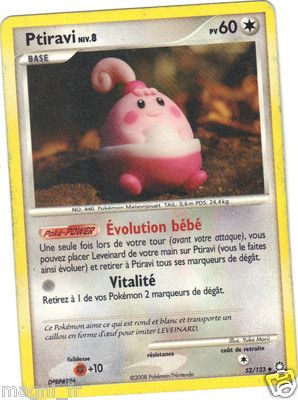 Pokémon n° 52/123 - PTIRAVI niveau 8 - PV60 (A2748) | eBay