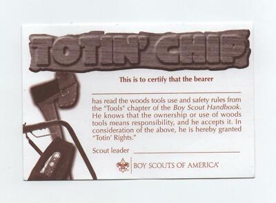 Totin' Chip Certificate Card (Issued 2012), White Card Stock, Mint! | eBay