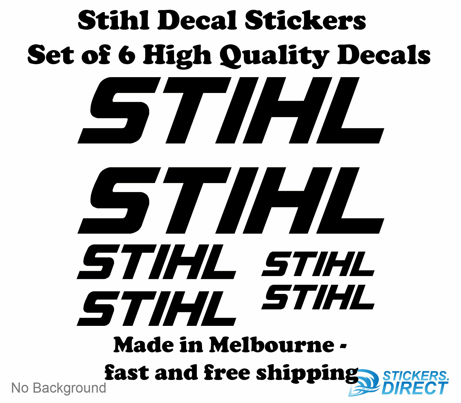 Stihl Set of 6 Vinyl Cut Sticker Decals Chainsaw Line Trimmer Any Size ...