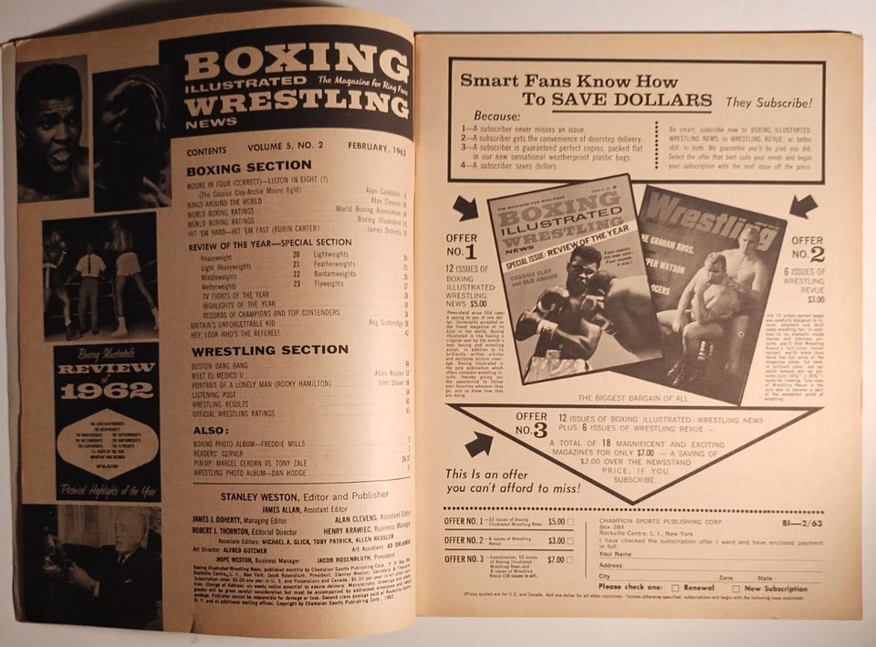February 1963 Clay Muhammad Ali Boxing Illustrated Wrestling News ...