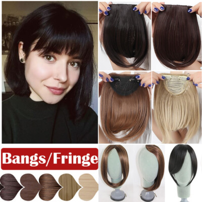 US Stock Side Bangs Clip In Neat Bang Fringes Clip in Hair Extensions ...