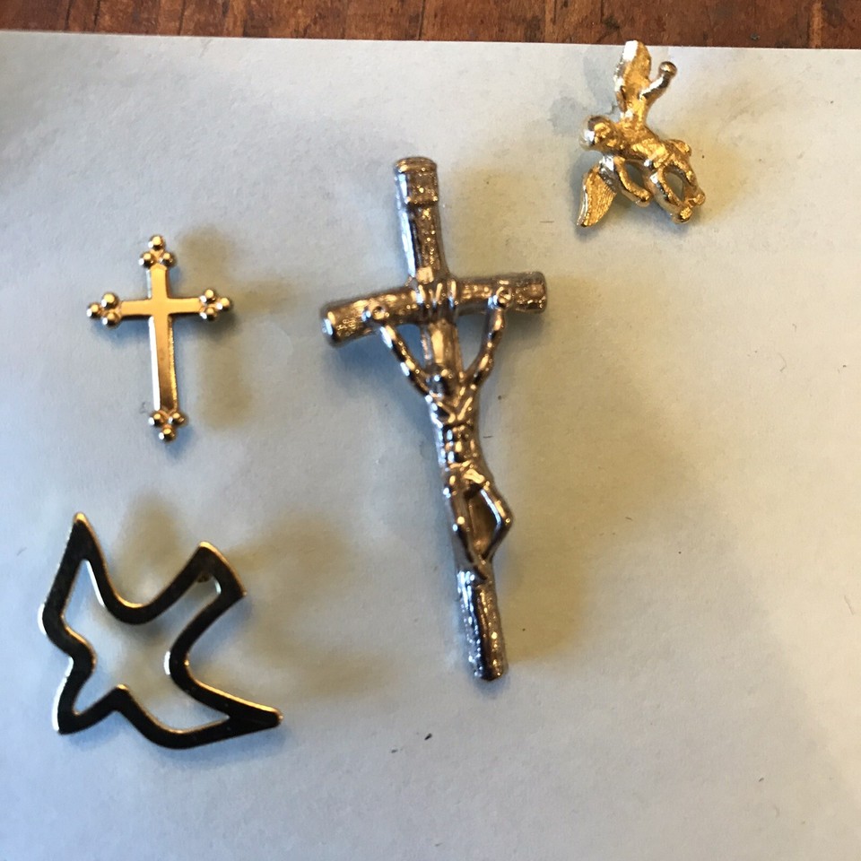Christian Pin Lot, Cross, Dove, Angel Pins, Lapel Pins, Believer Pins 7 ...