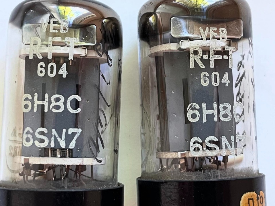 2PCS 6SN7 / 1578 / 6N8S PAIR RFT TUBES! USED! THIN BASE! RARE! TESTED ...