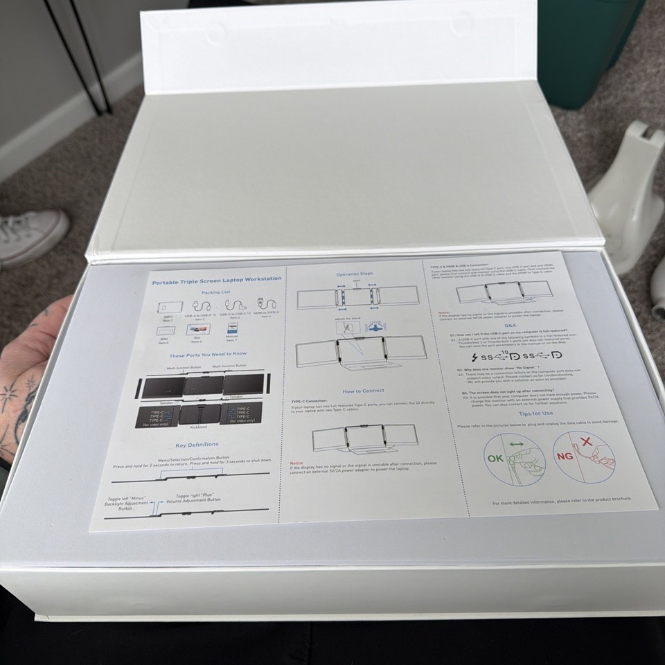 14’’ Triple Laptop Screen Extender Portable Dual Monitor for 13”-17.3 ...