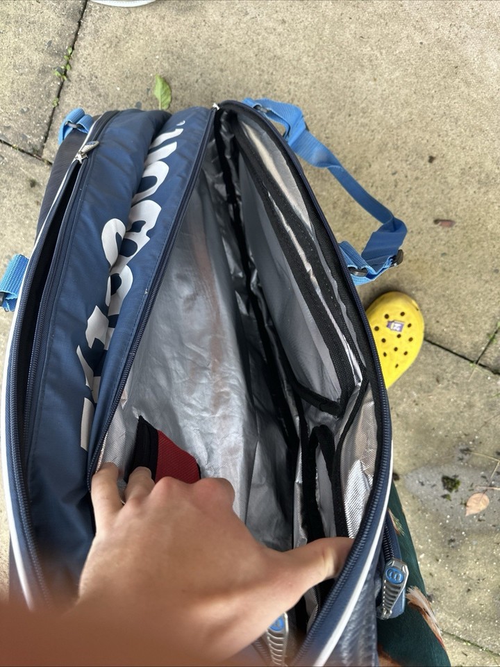 Wilson Tour Tennis Bag Rackets Blue White VGC Sports Straps Durable ...