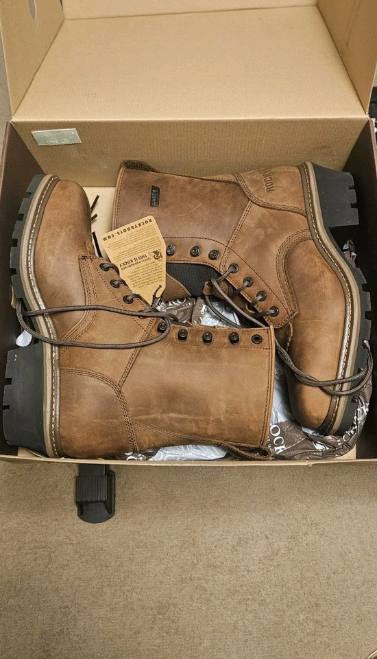 ROCKY SQUARE TOE LOGGER WATERPROOF WORK BOOTS RKK0277 - SIZE 10 WIDE ...