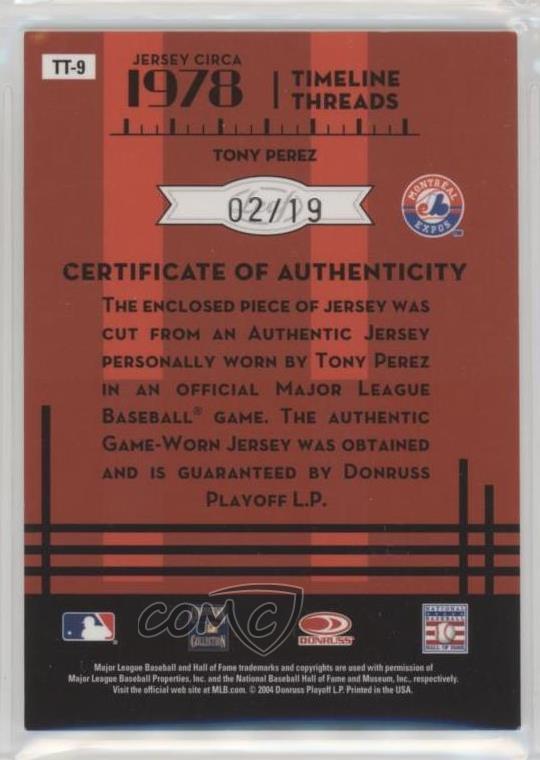 2005 Leaf Century Collection Die-Cut Position Signatures /19 Tony Perez ...