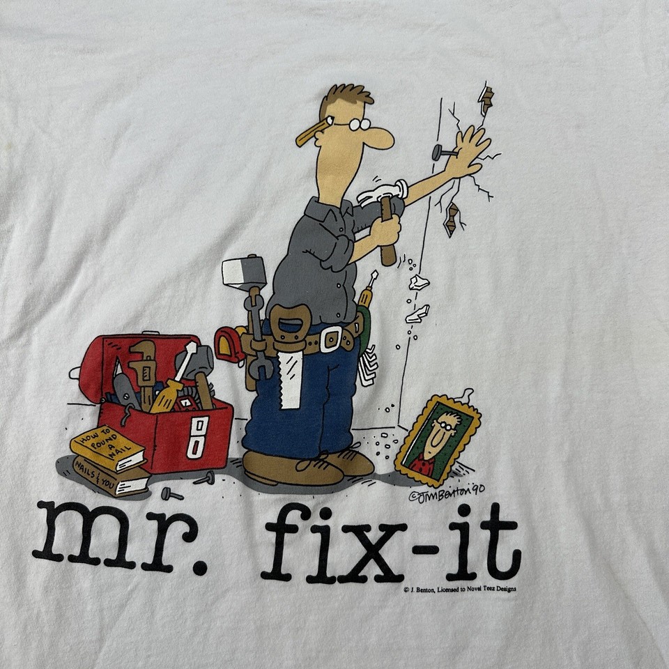 VTG 1990 Mr. Fix It Cartoon Shirt - Sz Large - Vintage Handyman See ...