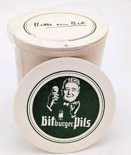 50+ pcs Vintage German Bitburger Pils Beer Bar Coasters Bitte Ein Bit ...