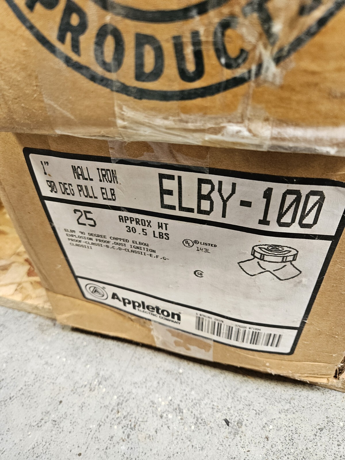 Appleton ELBY-100 1" Explosion Proof Capped Elbow Equal to LBY35 10/lot ...
