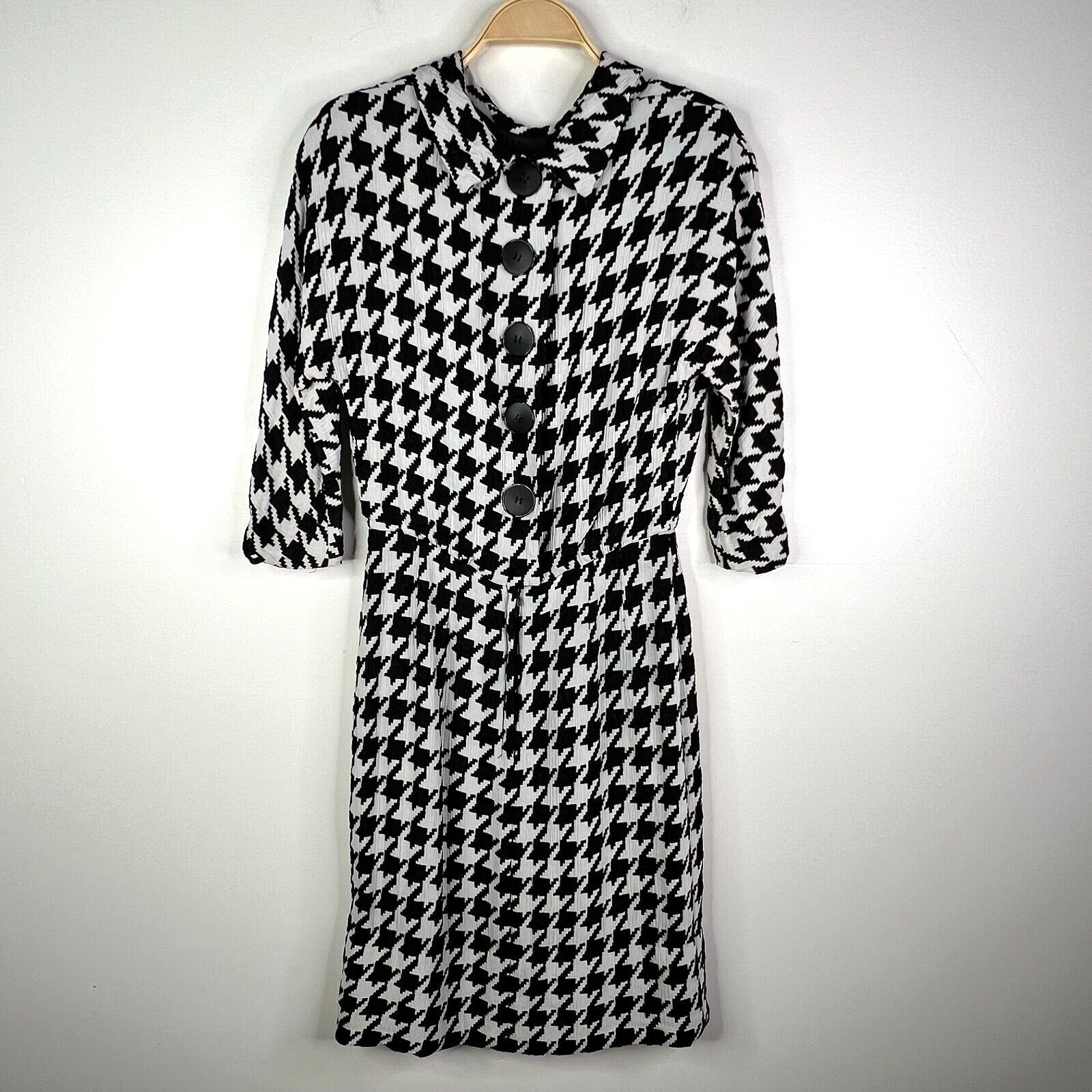 Vintage Georgia Bullock Houndstooth Black and White D… - Gem