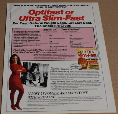 1989 Print Ad Sherry Mann Ultra Slim Fast Natural way to lose weight ...