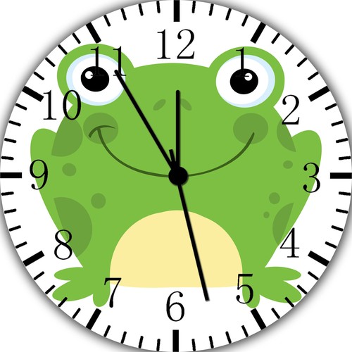 Cute Green Frog Frameless Borderless Wall Clock Nice For Gifts or Decor ...