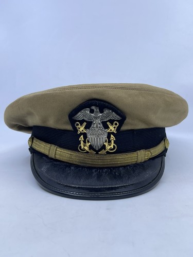 WWII US Navy Lieutenant Service Hat Khaki Size 7 1/4 Named ID’d ...