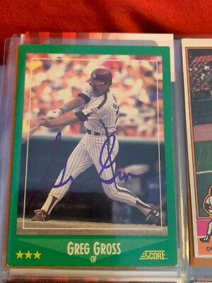 GREG GROSS AUTOGRAPHED SIGNED 1988 SCORE CARD PHILLIES COA | eBay