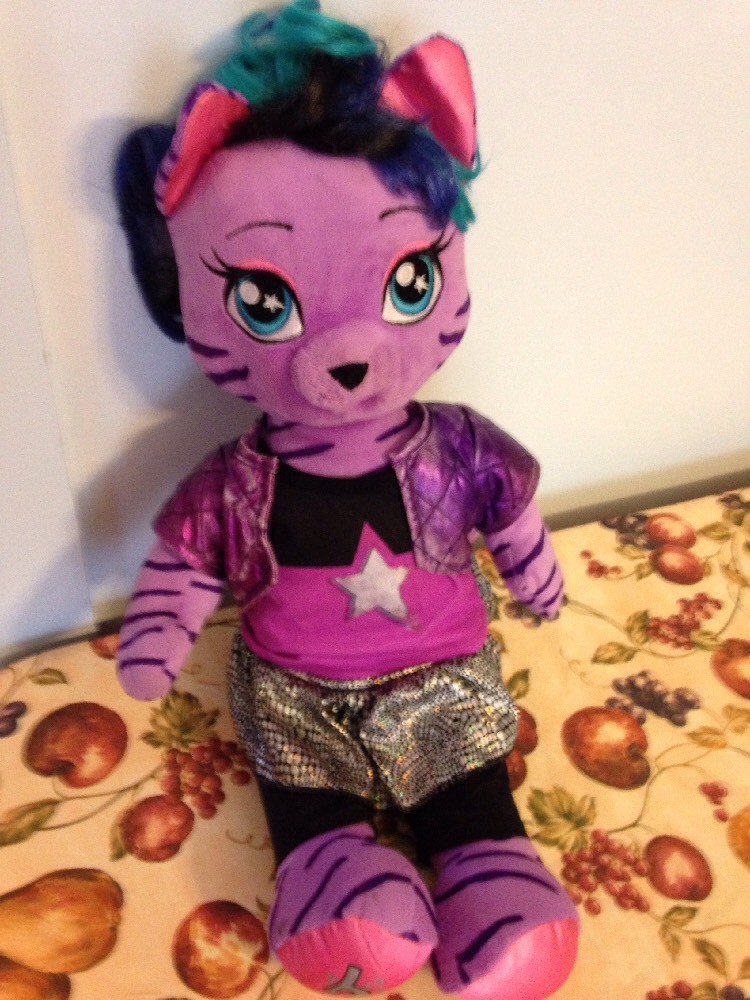 BUILD A BEAR TEEGAN HONEY GIRL GIRLS ROCK STAR PURPLE TIGER CAT PLUSH ...