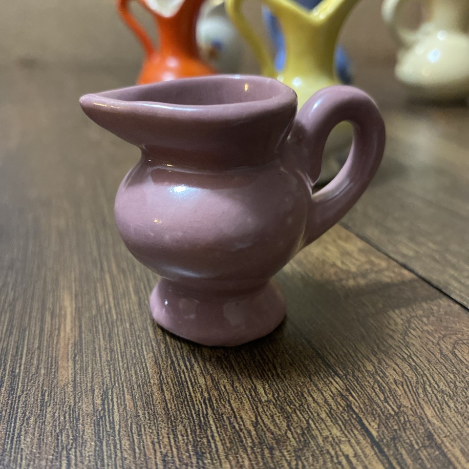Vintage Lot of 6 Mini Small MCM Pottery Pitchers Ewers Vases Creamers 2 ...
