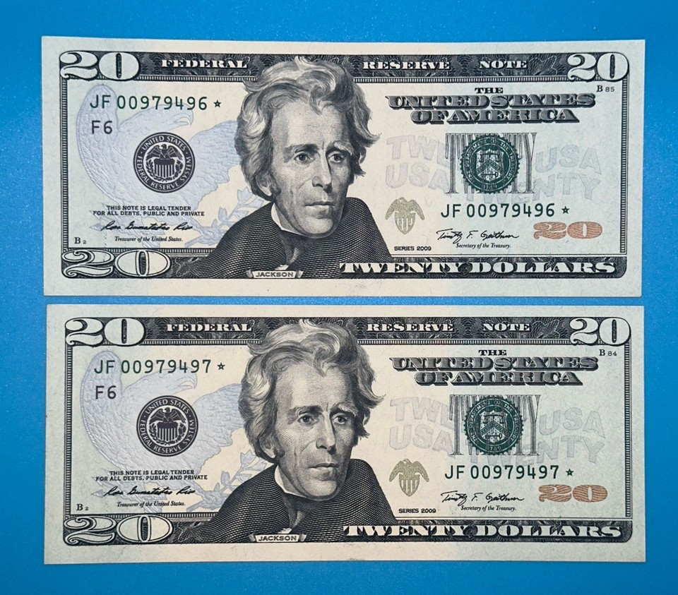 10 $20 TWENTY DOLLAR STAR NOTES CONSECUTIVE SERIAL NUMBERS UNCIRCULATED ...