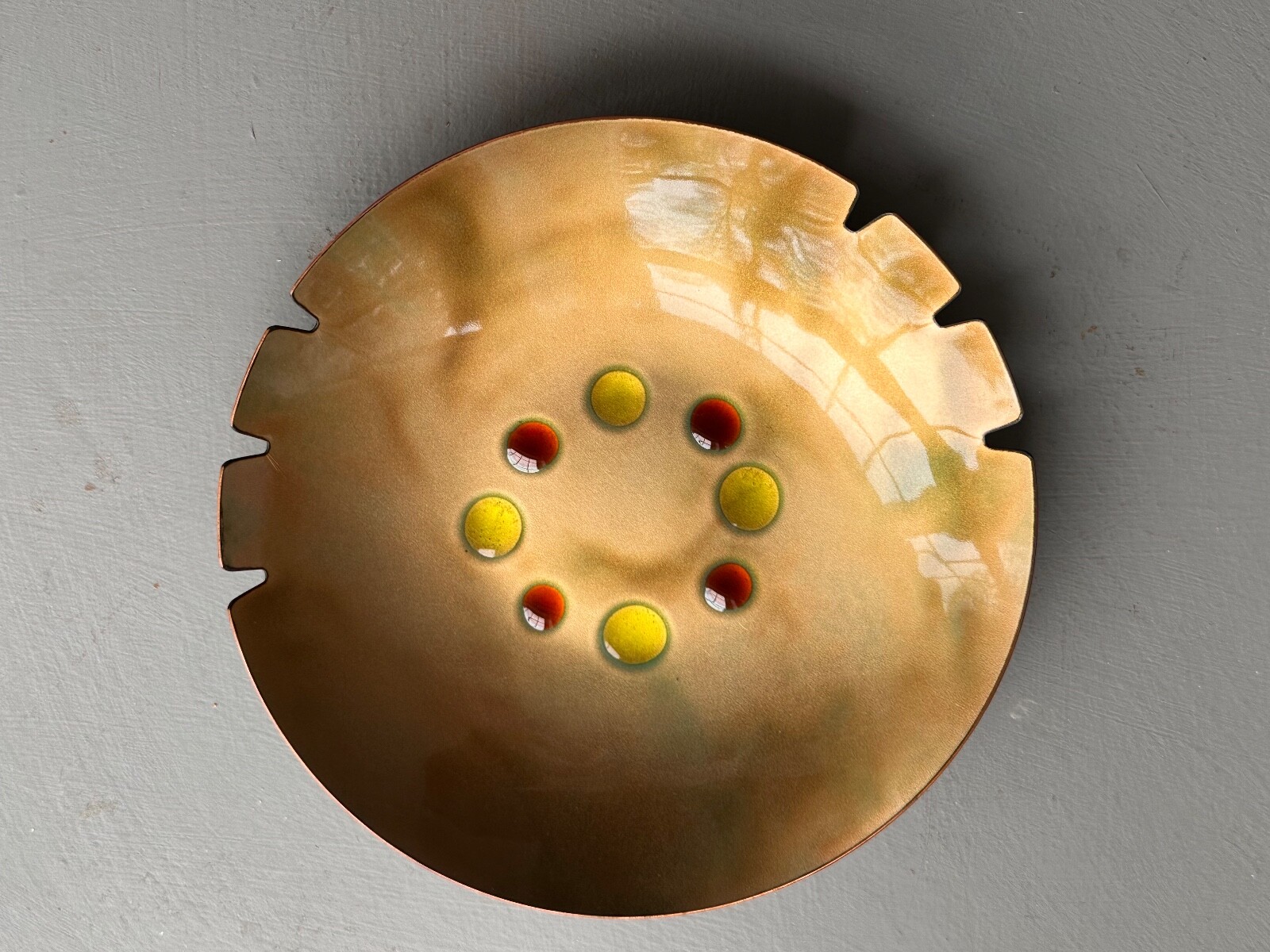 VTG BOVANO OF CHESHIRE CT. MCM 9" ROUND COPPER ENAMELED ASHTRAY/BOWL | eBay