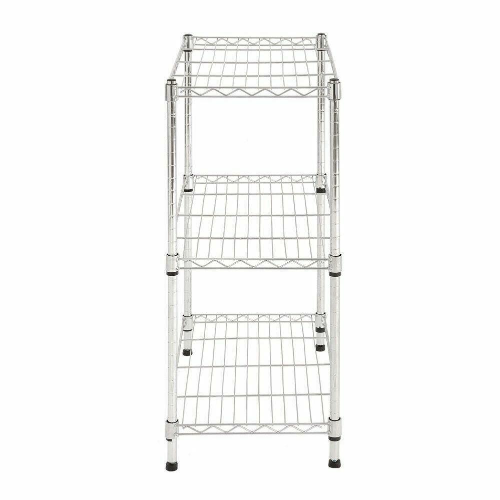 3 Tier Wire Shelving Rack Shelf Adjustable Unit Garage Storage ...