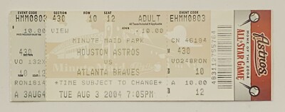 MLB Baseball Ticket Stub: 2004 - Houston Astros vs Atlanta Braves | eBay
