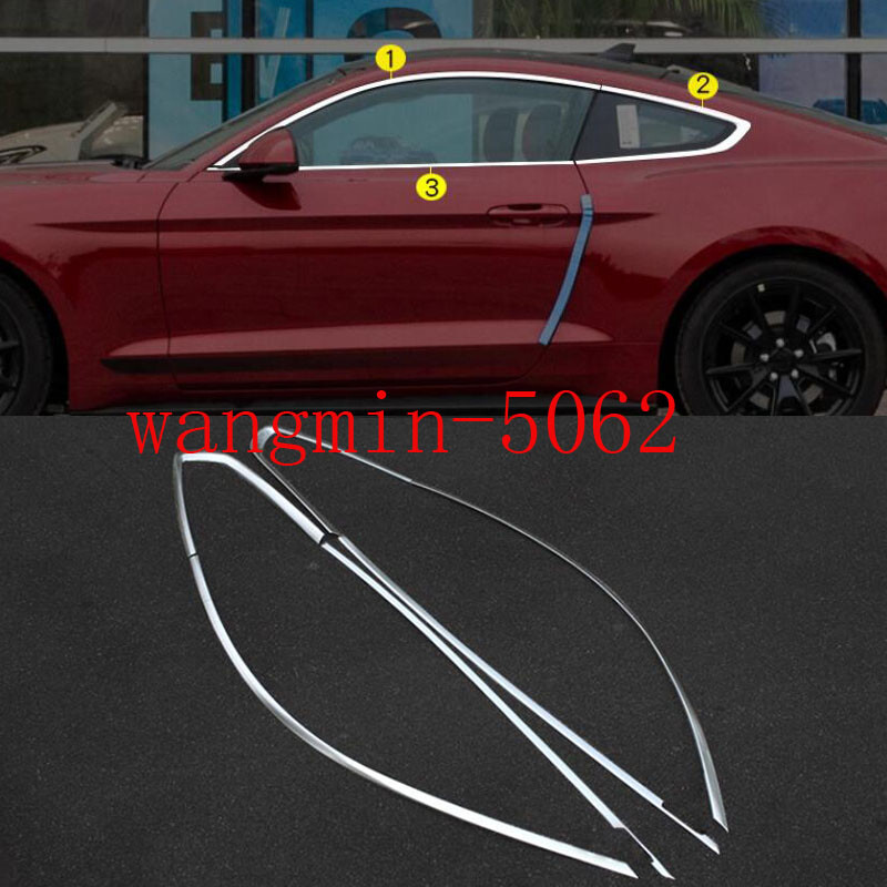 Fit For Ford Mustang 2015-2020 Stainless Chrome Window Strip Cover Trim ...